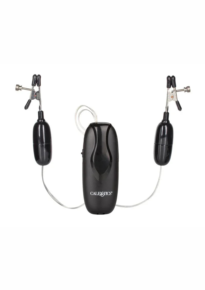 CalExotics Nipple Play Vibrating Nipple Clamps – Wired Remote Control